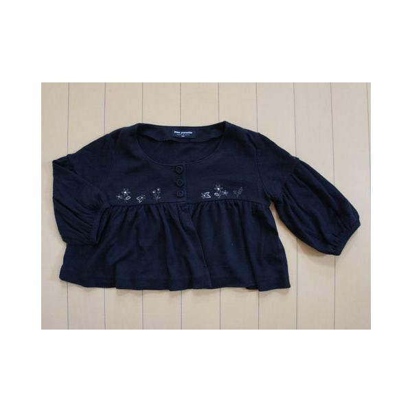 【sale セール 30%off 1/7-1/20】ポンポネット pom ponette  子供服 女の子 120cm ボレロ カーディガン 七分袖 黒 ブラック お花 刺繍 秋 冬 ★3  トップス 冬服 ガールズ  キッズ   古着リサ...