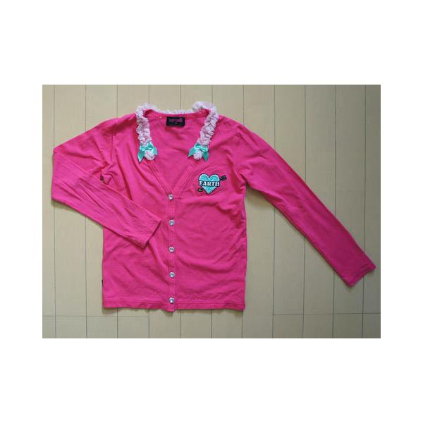 【sale セール 30%off 1/7-1/20】アースマジック earth magic アウトレット 子供服 女の子 女 女子 140cm 長袖 カットソー カーディガン ピンク 薄手 春 夏 ★3  トップス ガールズ キッズ ジュニ...
