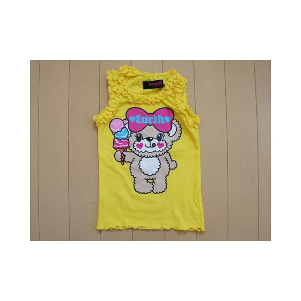 アースマジック earth magic 子供服 女の子 女 女子 110cm タンクトップ 黄 ノースリーブ マフィーちゃん フリル 春 夏 ★3  トップス ガールズ キッズ こども アウトレットリサイクル ブランド 子供服 子ども服 こ...