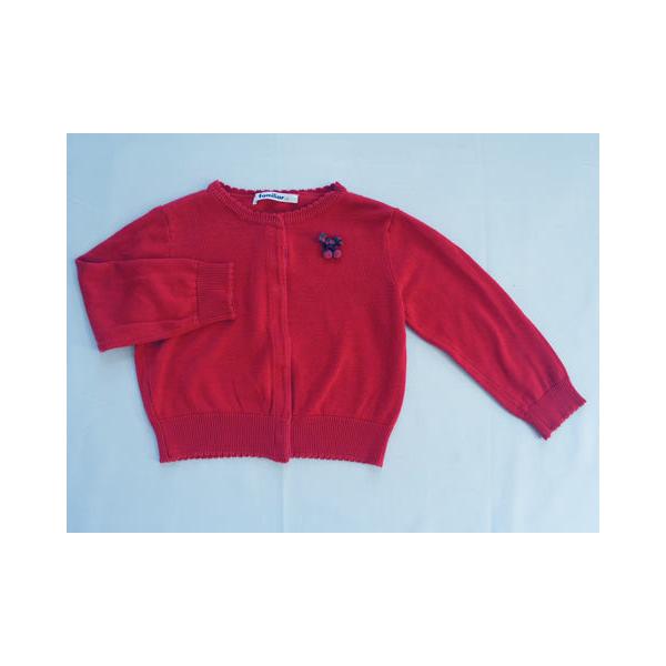 【sale セール 30%off 1/7-1/20】ファミリア familiar アウトレット 子供服 女の子 女 女子 100cm 長袖 カーディガン 赤 さくらんぼ チェリー 春 秋 ★3  トップス ガールズ キッズ こどもリサイクル...