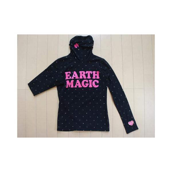 アースマジック earth magic アウトレット 子供服 女の子 女 女子 150cm 長袖 カットソー ロンT タートルネック 黒 ハート 秋 冬 ★3 トップス ガールズ 女児 キッズ ジリサイクル ブランド 子供服 子ども服 こど...