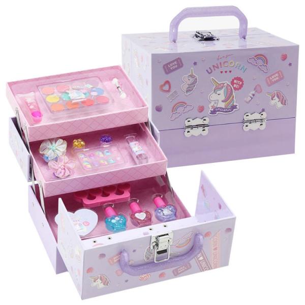 ユニコーン バニティ メイク ボックス レイス クリスマスプレゼント女の子 女 女子 小学生 キッズ コスメ  メイクセット コスメセット 化粧品 お化粧 化粧 ネイル おしゃれ セット 子供 子供用 子ども こども おもちゃ 誕生日 クリ...
