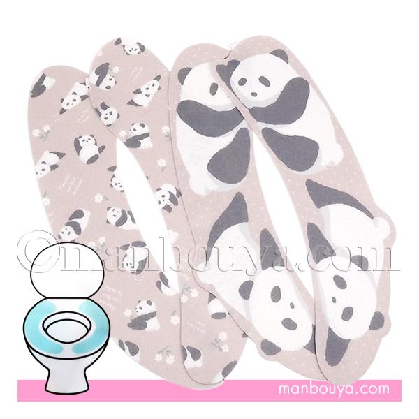 パンダのインテリア雑貨。かわいいトイレ用品、吸着タイプの便座カバーです。U型・O型・洗浄タイプ、あらゆる形の便座に対応。裏面のフィルムを剥がして貼るだけの簡単設置。洗って繰り返し使用できます。総柄とダイカット柄の2セット入り。落ち着いたピン...