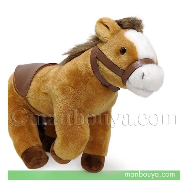 動物ウマのぬいぐるみ。ふさふさのタテガミと尾。キラキラした縁取りの目がかわいいです。四つ足と胴体部分に針金が入っているので、色々なポーズが楽しめます。ぬいぐるみメーカー「テイクオフ」さんのリアルモアシリーズ。こちらの茶色の他、黒、白色もあり...