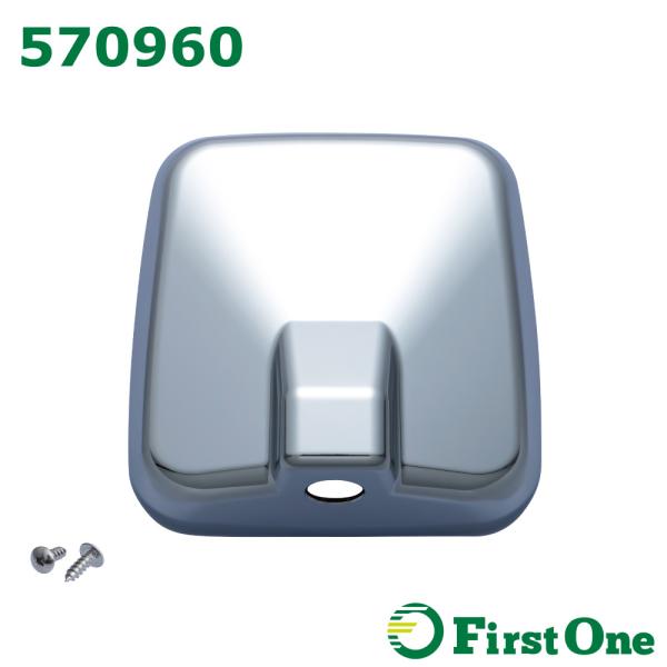 □品番：570960□種別：助手席側サイドアンダー用ミラーカバー□サイズ：縦：235mm×横：235mm□適合車種(参考)：日野４ｔ：17レンジャー/エアループレンジャー/レンジャープロ（H17.10〜）□材質：樹脂　クロームメッキJET製...
