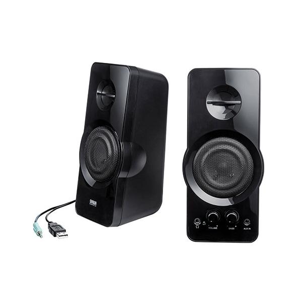 MM-SPL19UBK USB給電ながら最大36W出力を可能にする『PRAC(Power Reserving Amplifier Circuit)回路』を搭載したUSB電源スピーカー。 ※詳細は商品説明をご確認下さい。商品ページは縦長です。