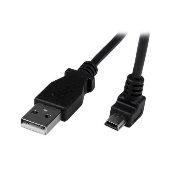【商品名】 （まとめ） StarTech.com USB2.0ケーブル 2m Type A（オス）-ミニB（オス）L型下向き ブラック USBAMB2MD1本 【×2セット】  ※詳細は商品説明をご確認下さい。商品ページは縦長です。(ソフト...