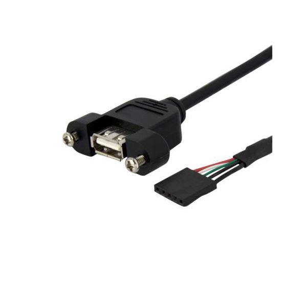 【商品名】 StarTech.com USB2.0パネルマウント型変換ケーブル 90cm USBマザーボード 5ピン（メス）-USBAポート（メス） ブラック USBPNLAFHD3 1本  ※詳細は商品説明をご確認下さい。商品ページは縦長...