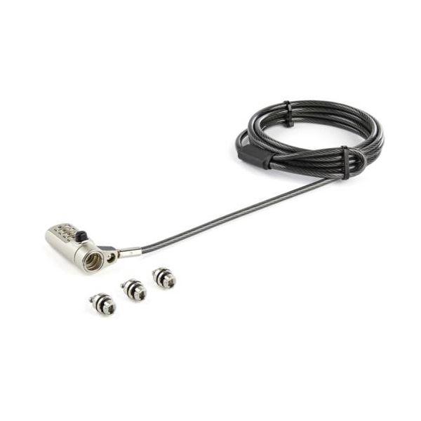 【商品名】 StarTech.com 4桁ダイヤル錠セキュリティワイヤー 2m 標準スロット／Noble Wedgeスロット／NanoSaverスロット LTULOCK4D 1個  ※詳細は商品説明をご確認下さい。商品ページは縦長です。(ソ...