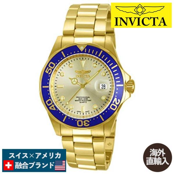 腕時計 インヴィクタ インビクタ プロダイバー メンズ 14124 Invicta Men's 14124 Pro Diver Gold Dial 18k Gold Ion-Plated Stainless Steel Watch海外限定品...
