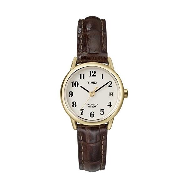 腕時計 タイメックス レディース T20071 Timex Women's Easy Reader 25mm Watch ? Gold-Tone Case Natural Dial with Brown Croco Leather Stra...