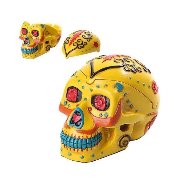 灰皿 海外モデル アメリカ 輸入物 10254 PTC Pacific Giftware Day of The Dead Themed Skull Hand Painted Resin Ashtray, Yellow海外限定品を迅速輸入！5...