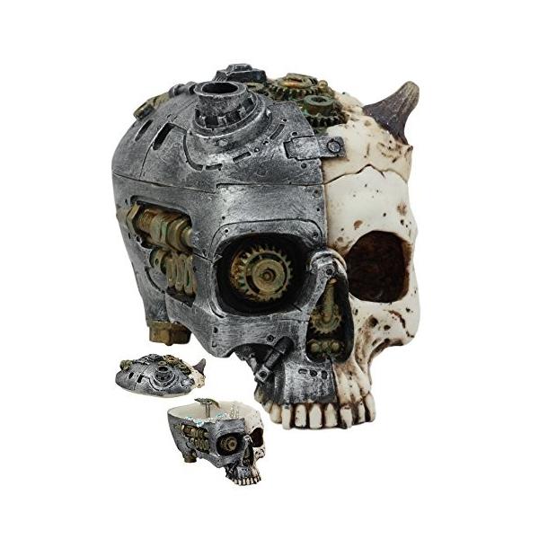 灰皿 海外モデル アメリカ 輸入物 6143642 ATL Steampunk Demon Cyborg GEARWORK Painted Skull Jewelry Box Ashtray Sculpture海外限定品を迅速輸入！5〜15...