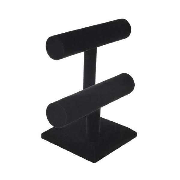アクセサリスタンド ジュエリー TB-J0095BLK-AA FindingKing 2 Tier Black Velvet T-Bar Bracelet Watch Jewelry Stand Display海外限定品を迅速輸入！5〜15...