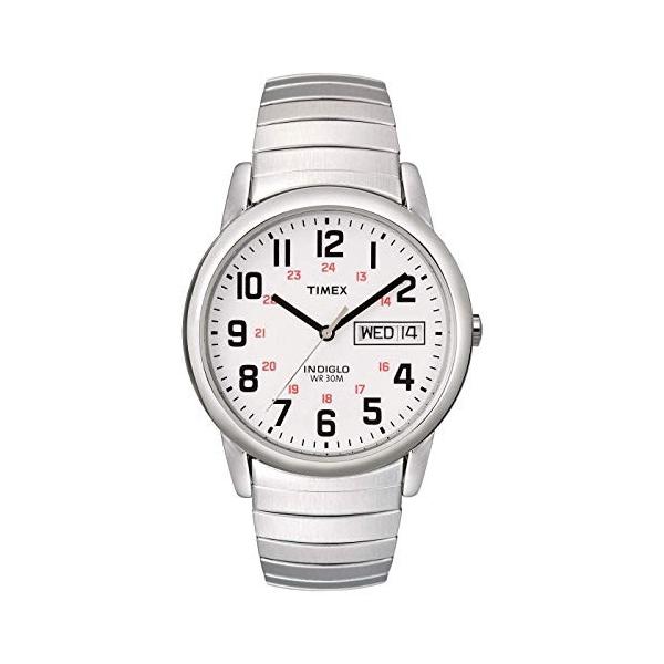 腕時計 タイメックス メンズ T20461 Timex Men's Easy Reader 35mm Day-Date Watch ? Silver-Tone Case White Dial with Silver-Tone Expansi...