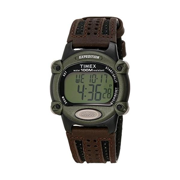 腕時計 タイメックス メンズ T48042 Timex Men's T48042 Expedition Full-Size Digital CAT Brown Nylon/Leather Strap Watch, Brown/Black/G...
