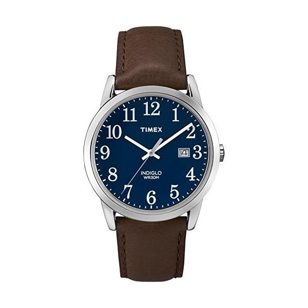 腕時計 タイメックス メンズ TW2P75900 Timex Men's Easy Reader 38mm Watch ? Silver-Tone Case Blue Dial with Brown Leather Strap海外限定品を迅...