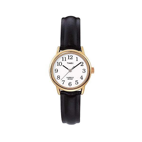 腕時計 タイメックス レディース T204339J Timex Women's Easy Reader 25mm Watch ? Gold-Tone Case White Dial with Black Leather Strap海外限定品...