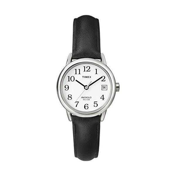 腕時計 タイメックス レディース T2H331 Timex Women's Easy Reader 25mm Watch ? Silver-Tone Case White Dial with Black Leather Strap海外限定品...