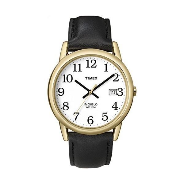 腕時計 タイメックス メンズ T2H291 Timex Men's Easy Reader 35mm Watch ? Gold-Tone Case White Dial with Black Leather Strap海外限定品を迅速輸入！...