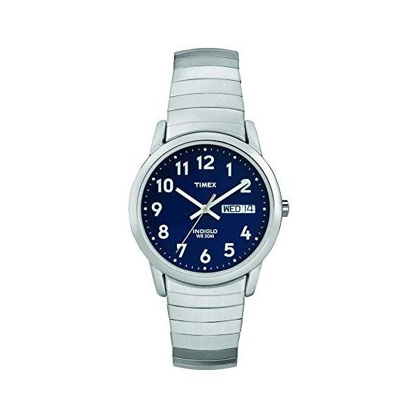 腕時計 タイメックス メンズ T20031 Timex Men's Easy Reader 35mm Day-Date Watch ? Silver-Tone Case Blue Dial with Silver-Tone Expansio...