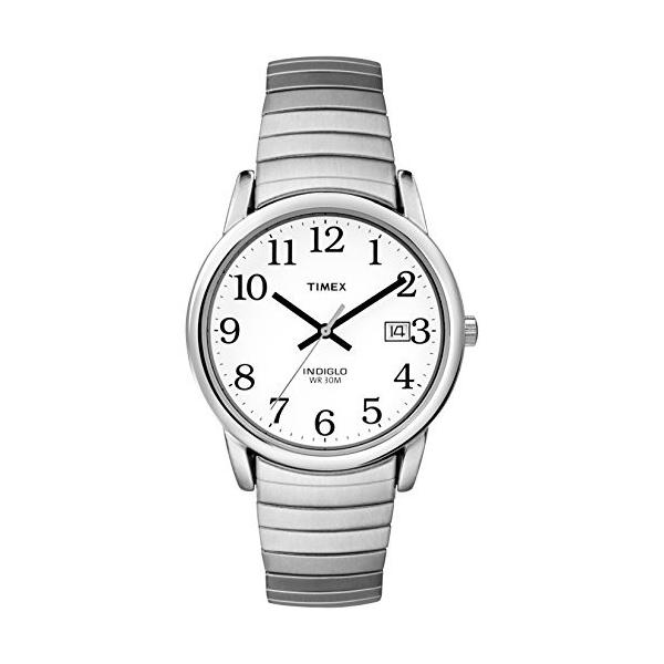 腕時計 タイメックス メンズ T2H451 Timex Men's Easy Reader 35mm Watch ? Silver-Tone Case White Dial with Silver-Tone Tapered Expansio...