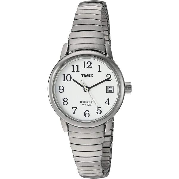 腕時計 タイメックス レディース T2H371 Timex Women's Easy Reader 25mm Watch ? Silver-Tone Case White Dial with Tapered Expansion Band海外...