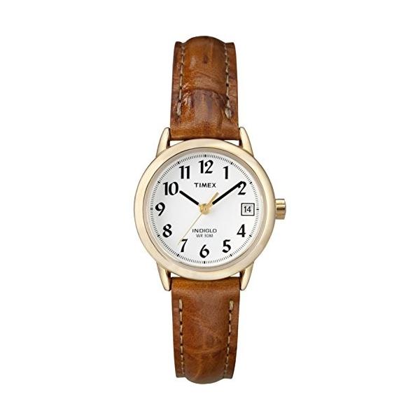 腕時計 タイメックス レディース T2J761 Timex Women's Easy Reader 25mm Watch ? Gold-Tone Case White Dial with Honey Brown Croco Leather ...