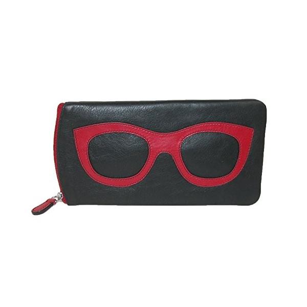 ILI アメリカ 日本未発売 財布 ウォレット ニューヨーク NY ニューヨーカー ブランド かわいい 綺麗 レディース ウィメンズ 6462-BlackRed ili New York - Leather Eyeglass Case -Z...
