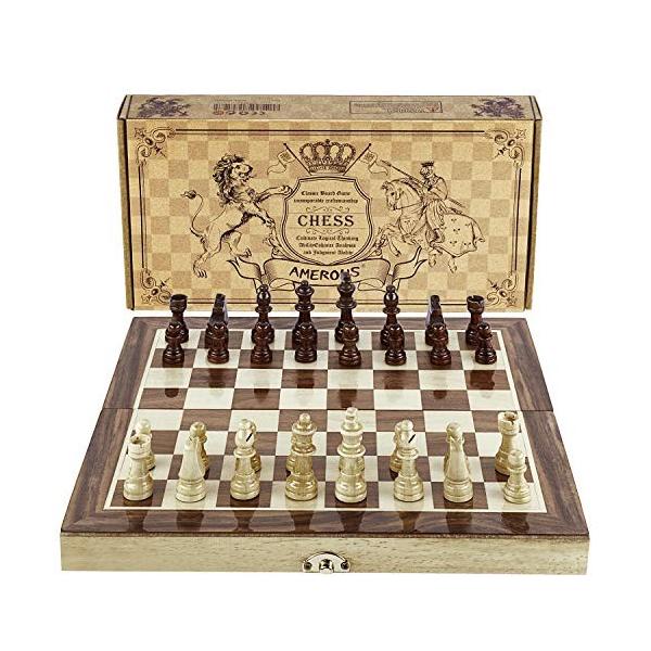 海外ボードゲーム AMEROUS 折りたたみチェスセット 19001 ボードサイズ30cm 木製 マグネット式 収納スロット付き AMEROUS-19001 海外限定品を迅速輸入！5〜15営業日にて発送します。商品名：Amerous Che...