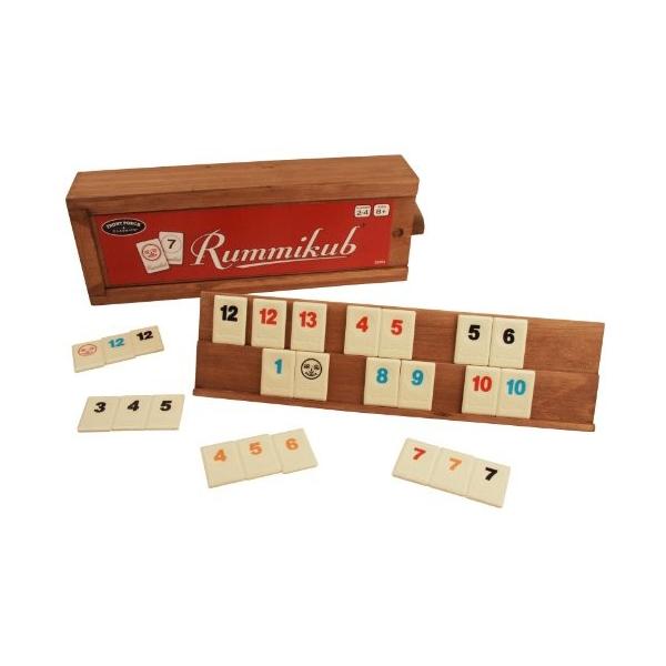 ボードゲーム 英語 アメリカ 海外ゲーム 53302 Front Porch Classics, Rummikub Vintage Edition in All-Wood Storage Case with 4 Built-in Playe...