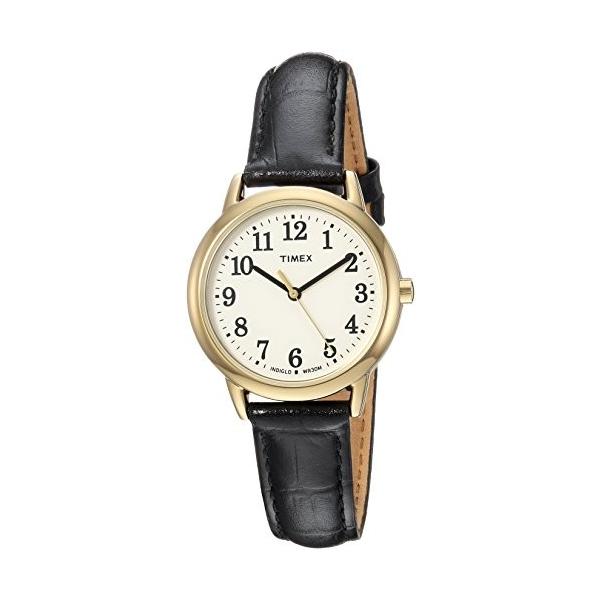 腕時計 タイメックス レディース TW2R63300 Timex Women's Easy Reader 30mm Watch ? Gold-Tone Case Cream Dial with Black Croco Leather Str...