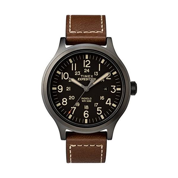 腕時計 タイメックス メンズ TW4B11300 Timex Men's TW4B11300 Expedition Scout 43mm Brown/Black Leather Strap Watch海外限定品を迅速輸入！5〜15営業日にて...