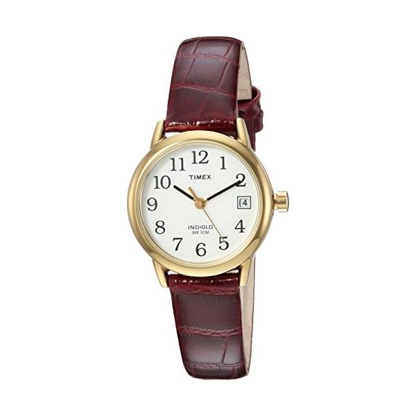 腕時計 タイメックス レディース TW2R63400 Timex Women's Easy Reader 25mm Watch ? Gold-Tone Case White Dial with Burgundy Croco Leather ...