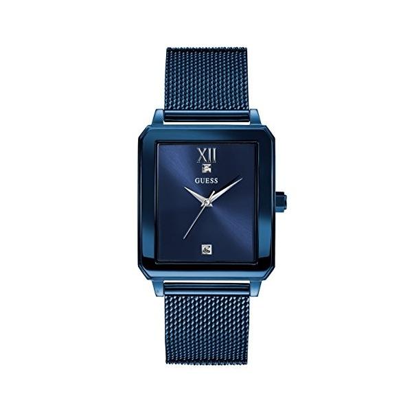 腕時計 ゲス GUESS メンズ U1074G2 GUESS Rectangular Stainless Steel Blue Ionic Plated Mesh Bracelet Watch Genuine Diamond Dial. C...