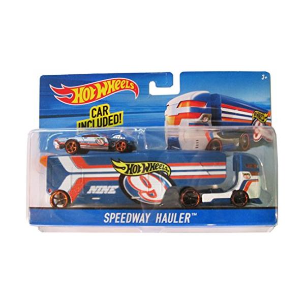 ホットウィール マテル ミニカー ホットウイール 43234-2485 Hot Wheels City Rig - Speedway Hauler Blue, Orange, White Transporter &amp; Car海外限定品...