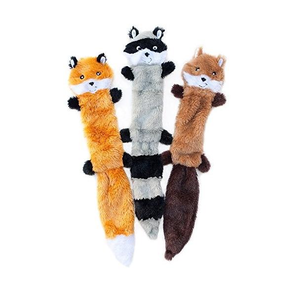 犬おもちゃ ドッグトイ トレーニング ZP059 ZippyPaws Skinny Peltz - Fox, Raccoon, &amp; Squirrel - No Stuffing Squeaky Dog Toys, Unstuffed...