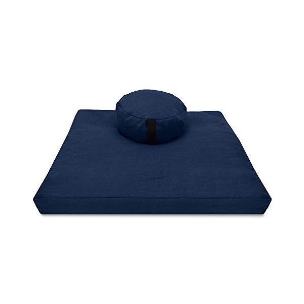 ヨガ フィットネス ZZCOMBO-round-buckwheat-HempBlueberry Meditation Cushion Mat Set HEMP - Round Zafu Floor Pillow Organic Buckwh...