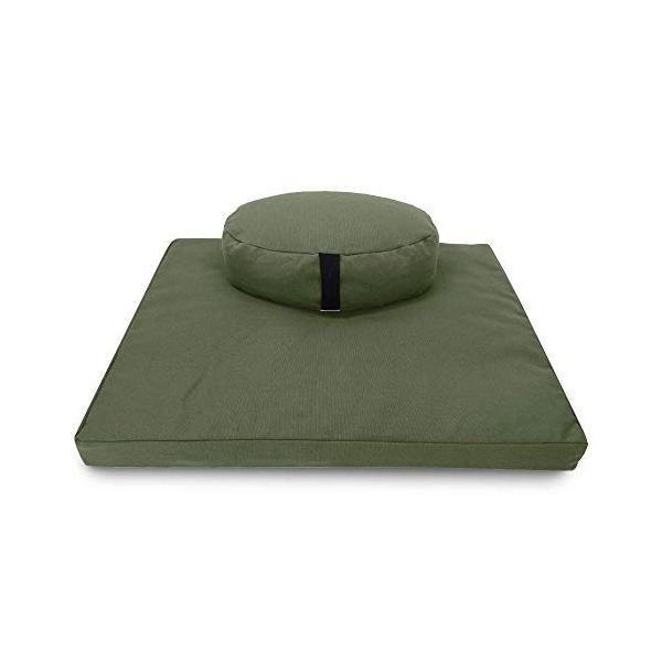 ヨガ フィットネス ZZCOMBO-oval-buckwheat-HempCactus Meditation Cushion Mat Set HEMP - Large Oval Zafu Floor Pillow Organic Buckw...
