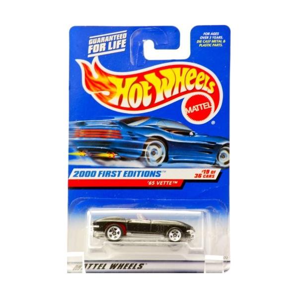 ホットウィール マテル ミニカー ホットウイール 24372 Hot Wheels 2000 - Mattel 65 Vette Convertible - Metallic Black - Red Interior - 5 Spoke W...