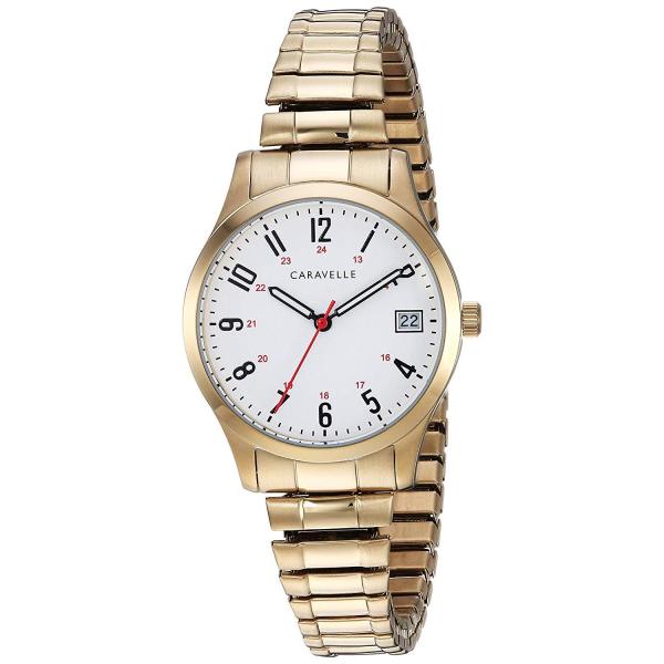 腕時計 ブローバ レディース 44M113 Caravelle by Bulova Ladies' Traditional Quartz Gold-Tone Stainless Steel Expansion Band Watch, Sty...