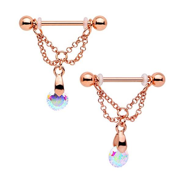 ボディキャンディー ボディピアス アメリカ 日本未発売 ウォレット ブランド かわいい 綺麗 63924 Body Candy Nipplerings Piercing Women 14G Rose Gold PVD Steel 2Pc D...