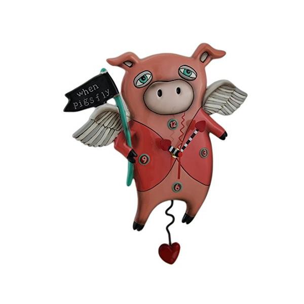 壁掛け時計 振り子時計 インテリア 海外モデル アメリカ 輸入物 P1560 Allen Designs When Pigs Fly Pendulum Wall Clock 13 in.海外限定品を迅速輸入！5〜15営業日にて発送します。商...