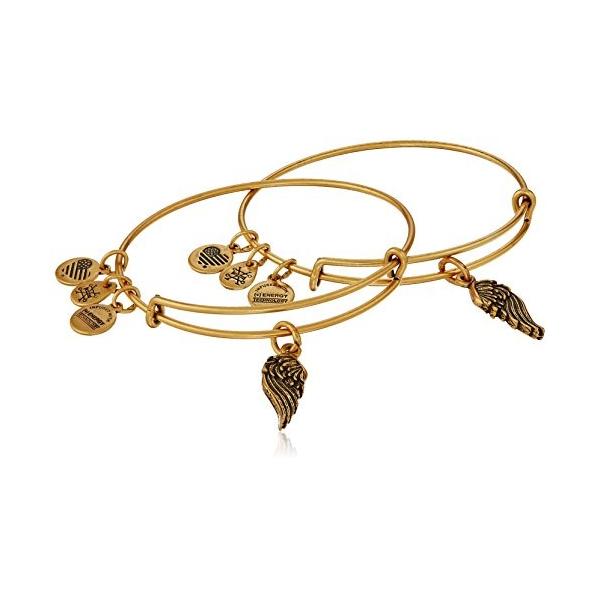 アレックスアンドアニ アメリカ アクセサリー ブランド かわいい おしゃれ  A16EB64RG Alex and Ani "Path of Symbols" Wings Set of 2 Gold Expandable Wire Bang...
