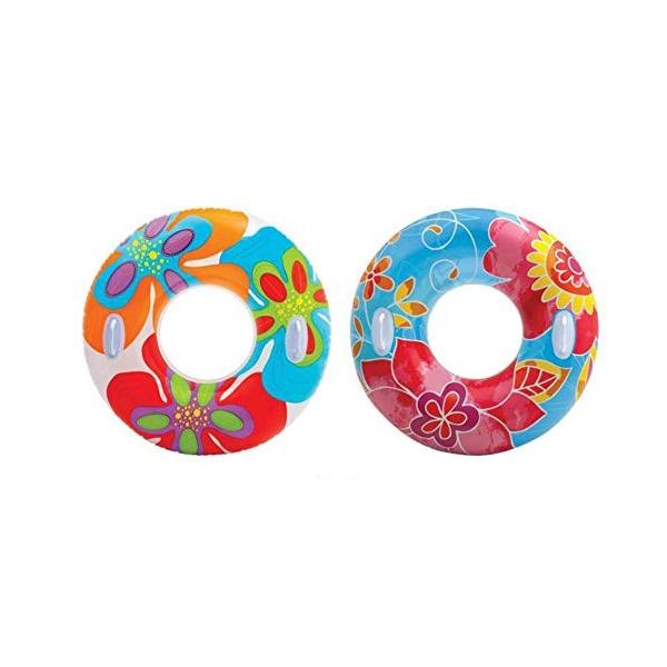 フロート プール 水遊び 浮き輪 2 x 58263EP INTEX Groovy Color Inflatable Flower Transparent Tube Raft (Set of 2) | 58263EP - Colors ma...