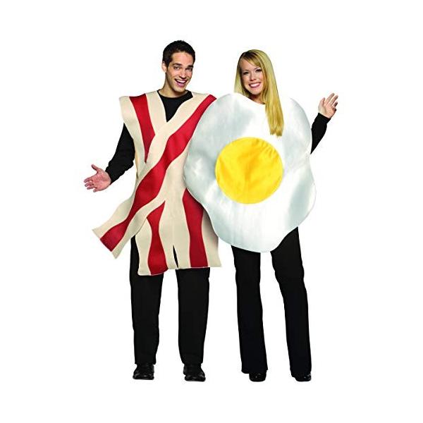 コスプレ衣装 コスチューム その他 7096-Multicoloured Rasta Imposta unisex adult Bacon and Eggs Couples Sized Costumes, White/Brown, Stan...