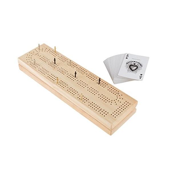 ボードゲーム 英語 アメリカ 海外ゲーム 80-EC02 Hey! Play! Wood Cribbage Board Game Set- Complete Set With Playing Cards, Pegs, Wood Board ...