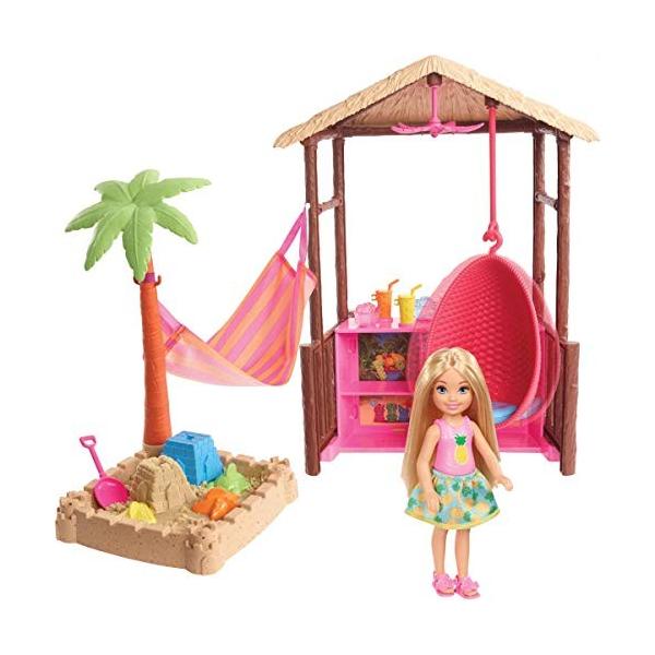 バービー Barbie チェルシーの人形 ティキハットプレイセット ハンモック スイングチェア 砂遊びバービー バービー人形 FWV24 Barbie Dreamhouse Adventures Chelsea Doll &amp; Tik...