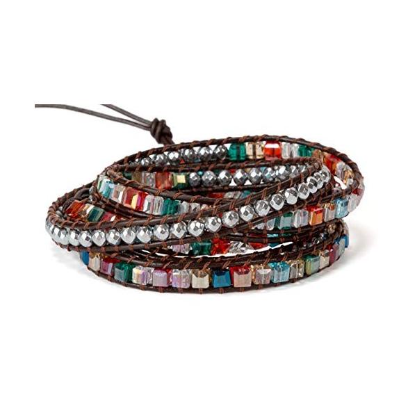 SPUNKYsoul ブレスレット アクセサリー ブランド かわいい おしゃれ  wrap-bracelets-ch SPUNKYsoul 5 Wrap Bracelet in Colorful Crystal Glass Square F...