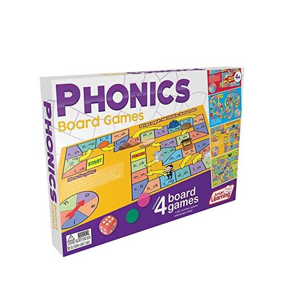ボードゲーム 英語 アメリカ 海外ゲーム JL422 Junior Learning Phonics Board Games Set, 6 Counters, Ages 4-5, Language Skills, Pre K-K, Medi...